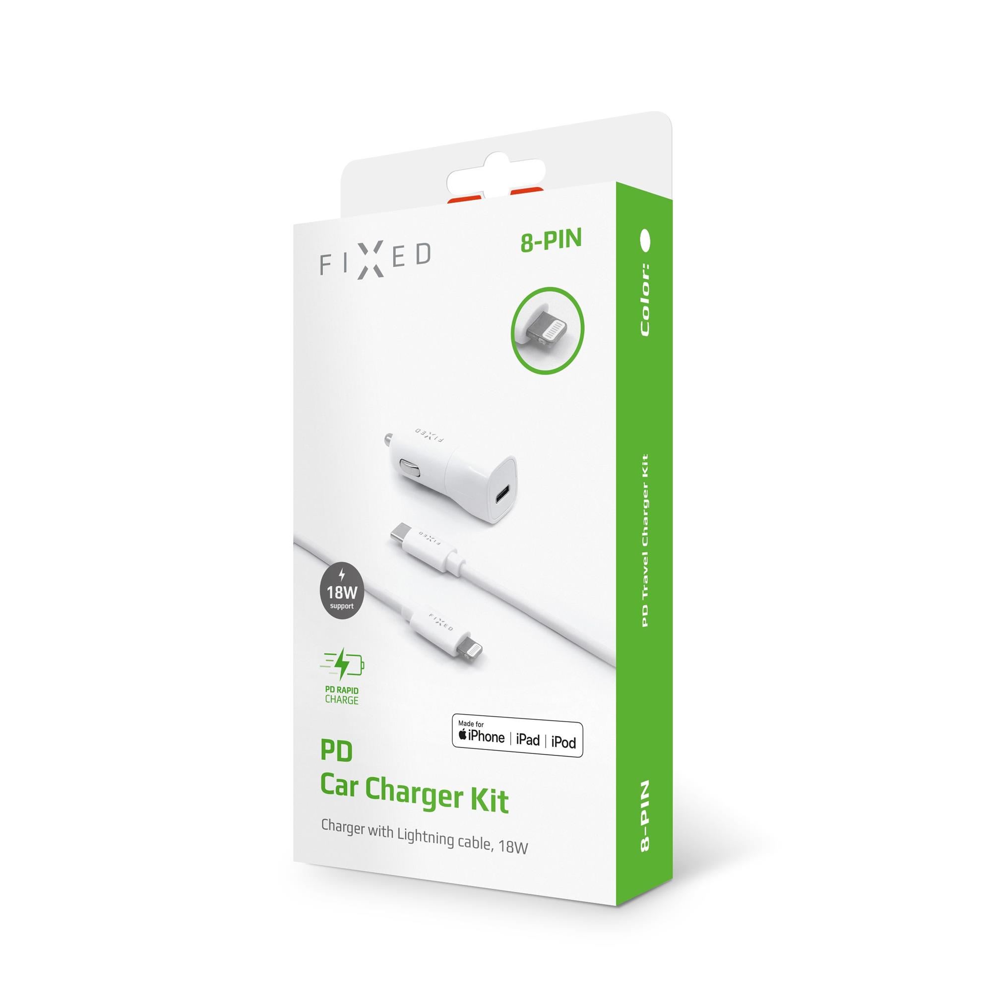 Set Autonabíječky Fixed S Usb C Výstupem A Usb C Lightning Kabelu