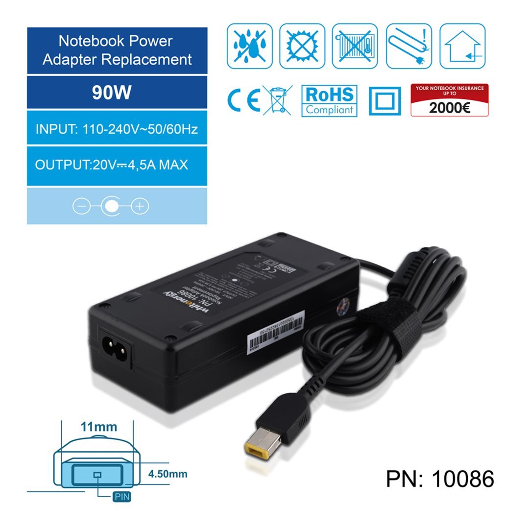 Whitenergy zdroj 20V 4.5A 90W, konektor 11x4.5x0.6mm Lenovo (10086 ... Whitenergy zdroj 20V 4.5A 90W, konektor 11x4.5x0.6mm Lenovo (10086 ...
